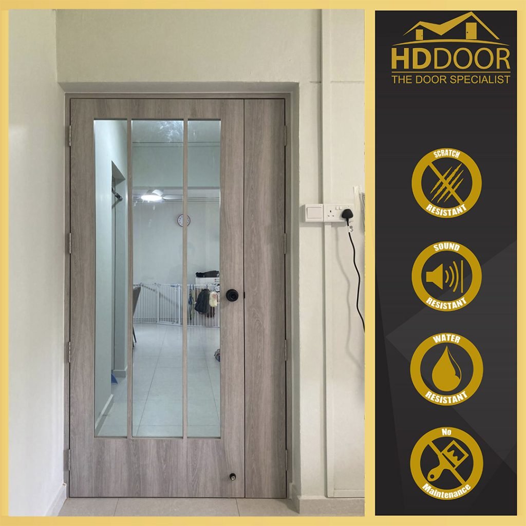 Customized Laminate Living Room Door With Clear Glass Panel