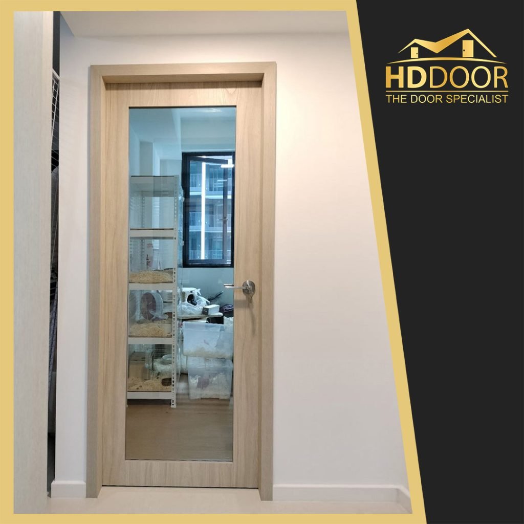 Laminate Store Room Door With Clear Glass Vision Panel